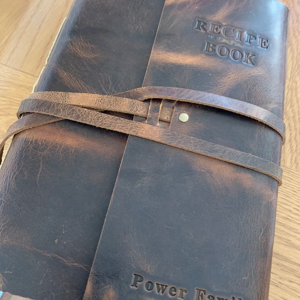 Genuine Leather Recipe Journal, Custom Recipe Book, Blank Cookbook ...