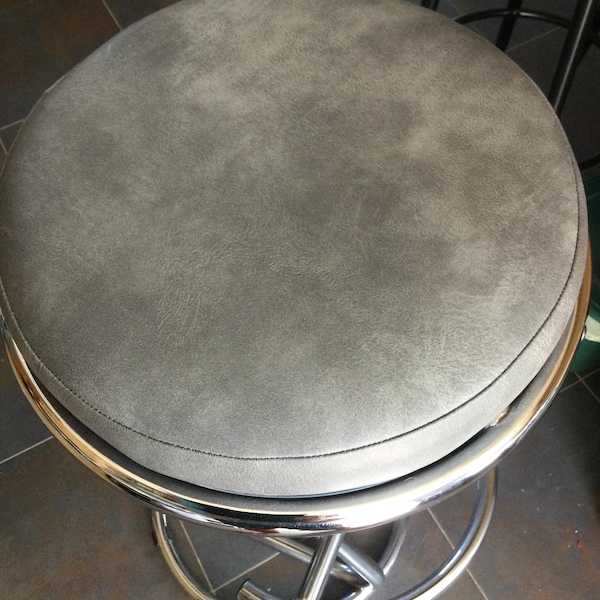 Round Bar Stool Seat - Handmade Premium Quality Faux Leather / Counter ...