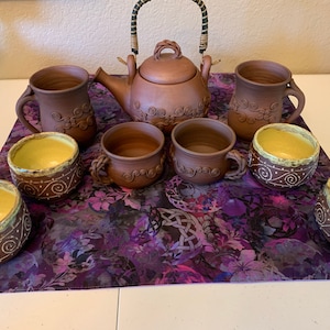 Handmade TEA CUP Without Handle Unglazed Simple Ceramic MUG Ornamented ...