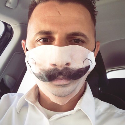 Face Mask, man With Moustache, Cotton, Filter Pocket, Nose Wire ...
