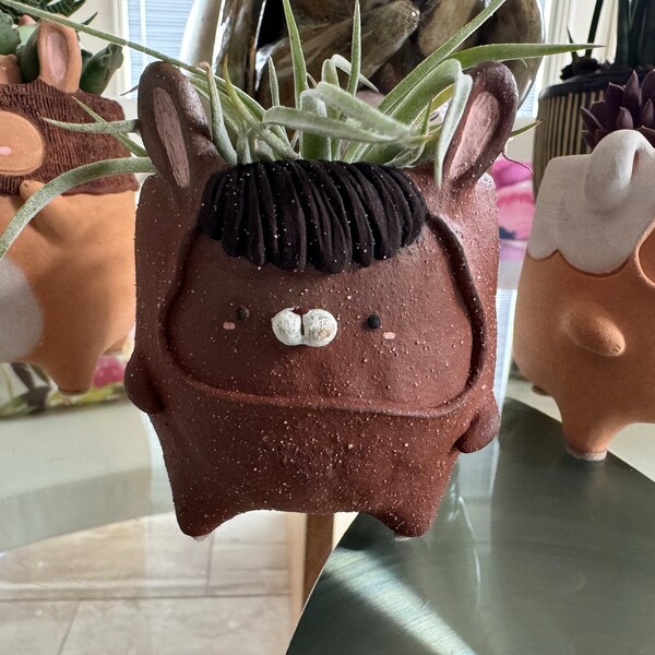 Cute Terracotta Puppy Planter. Handmade Plant Pot With Drainage Hole ...