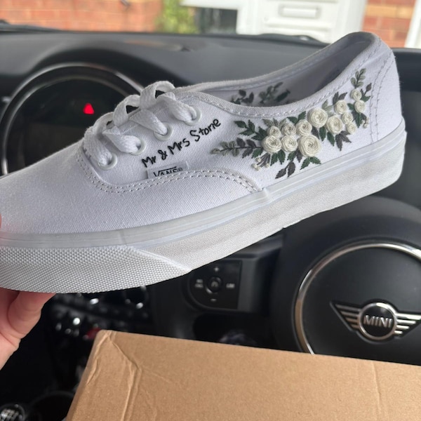Embroidered Vans Slip On, Custom Vans Embroidery Mushrooms, Ghost ...