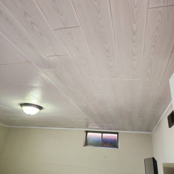 Whitewash Wood Imitation Styrofoam Ceiling Planks to Cover Popcorn ...