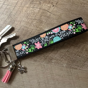Christian Key Fob Religious Keychain Trust in the Lord With All Your ...