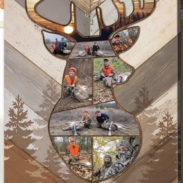 Personalized Deer Hunting Photo Collage Canvas, Custom Hunters Gift ...