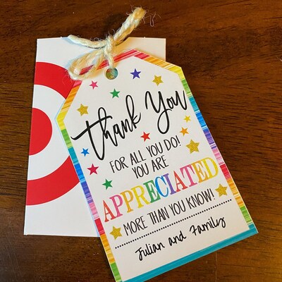 Thank You Gift Tags, Teacher Staff Employee Nurse Volunteer Staff ...