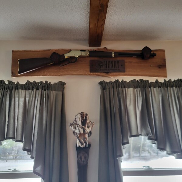 Rustic CHERRY Pyrography Wood Burned Henry Gun Rifle Plaque Ranch ...
