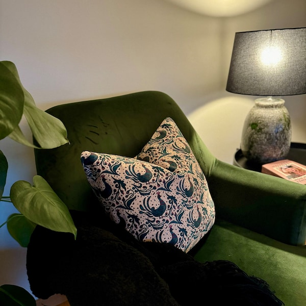 Batik Velvet Cushion Cover Crafted by Narrative Art Design - Dark Jade ...