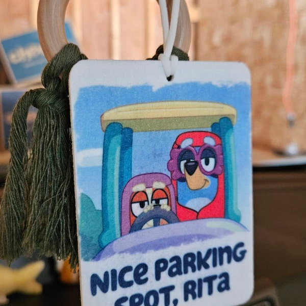 Bluey Rad Dad and Rad Mom Air Freshener, Double Sided, Bluey Bandit and ...