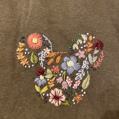 Flower Mickey Embroidery Pattern Floral Embroidery Pattern Mickey Hoop ...