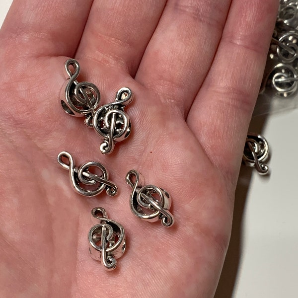 20pcs Treble Clef Beads Large European Bead Spacers Music Note Beads ...