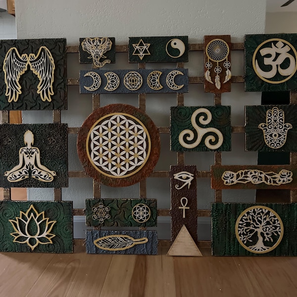 Handcrafted Wooden Sacred Geometry and Spiritual Wall Art | Bohemian ...
