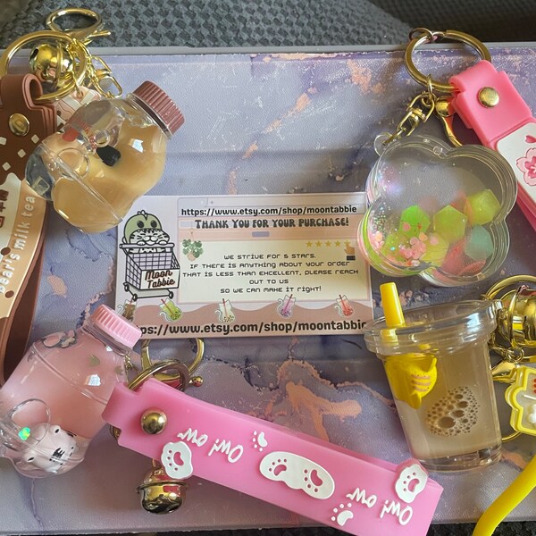 Pink Tiger Liquid Keychain, Animal Keychain, Quicksand Keychain, Kawaii ...