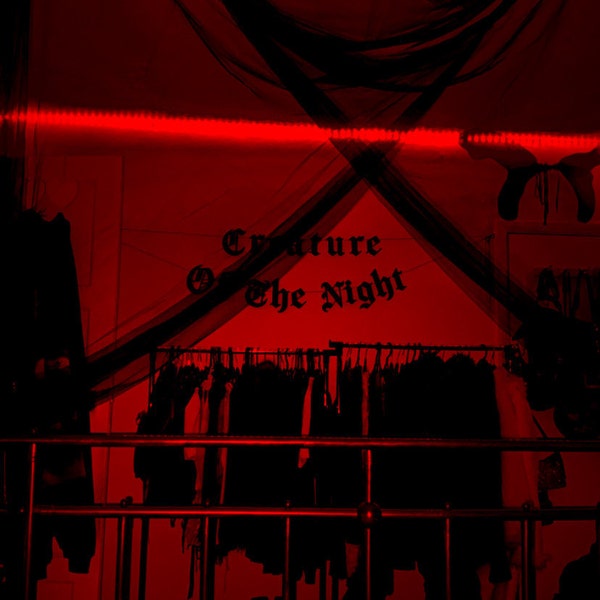 Creature of the Night Old English Goth Banner, Gothic Blackletter ...