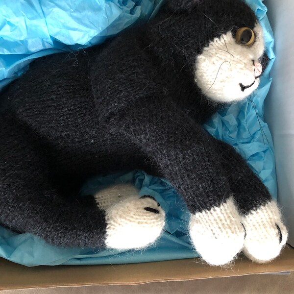 Pre Order - Black Otter Rex Rabbit Hand Knitted in Alpaca, Mohair and ...