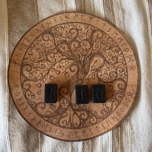Rune Casting Board Norse Mythology Ratatoskr Viking Tree of Life Runic ...