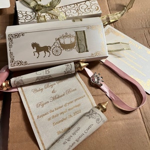 Cinderella Mini Scroll Invitation Sample Kit Royal Theme, Scroll ...