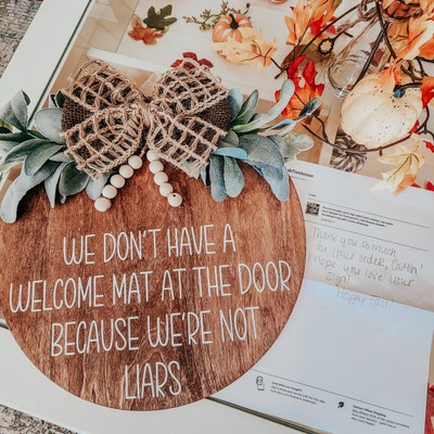 Round Wooden Door Sign With Funny Saying / Sarcastic Door Hanger for ...