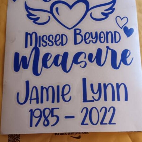 Loved Beyond Words, Missed Beyond Measure Car Decal | Memorial Car ...
