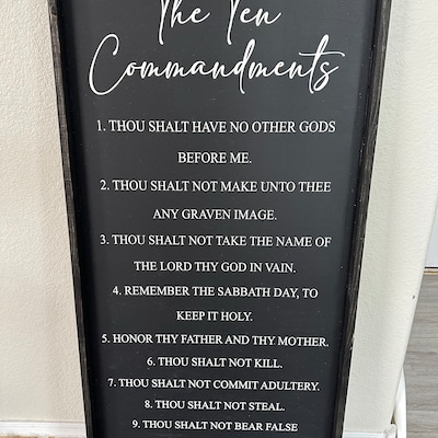 The Ten Commandments Sign, Religious Wall Decor, Framed Wood Sign ...