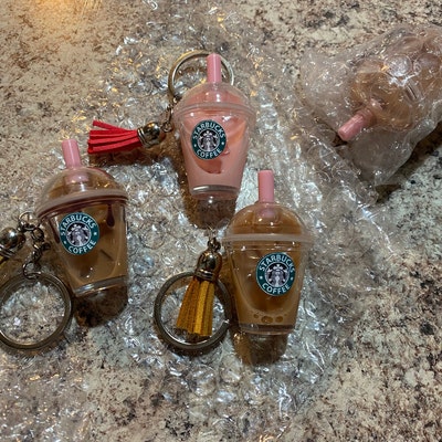 Mini Coffee Keychain //inspired Drink Keychain// Pink Drink - Etsy UK
