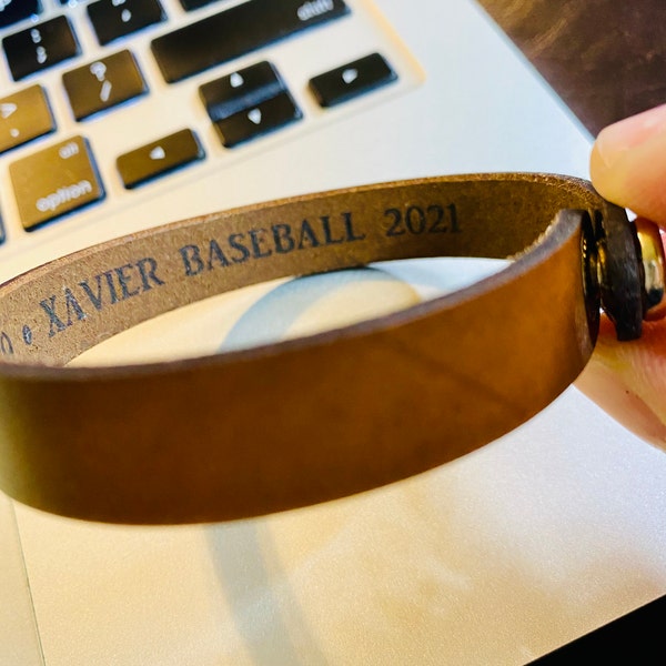 Personalized Leather Bracelet Engraved Your Custom Hashtag Bracelet ...