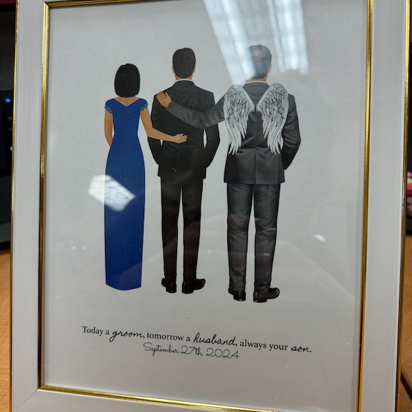 Personalized Groom and Parents Portrait Art PRINT | Mother and Father ...