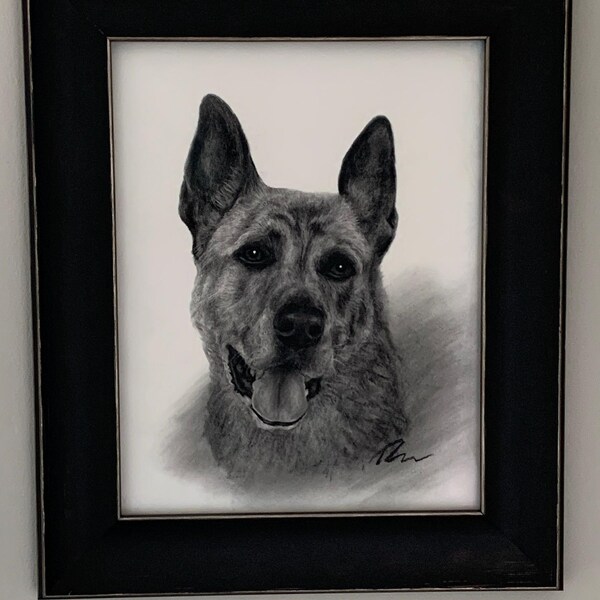 Pet Portrait Custom Charcoal | Pet Loss Gift | Dog Portrait Charcoal ...