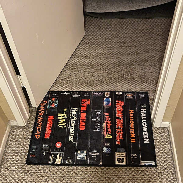 Retro Movies, VHS Films, Horror, Modern Rug, Colorful Rug, Art Rug ...