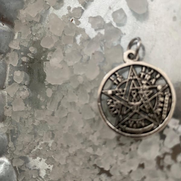 Orgone Pendant Necklace Silver Tree of Life Pentacle, Black Tourmaline ...