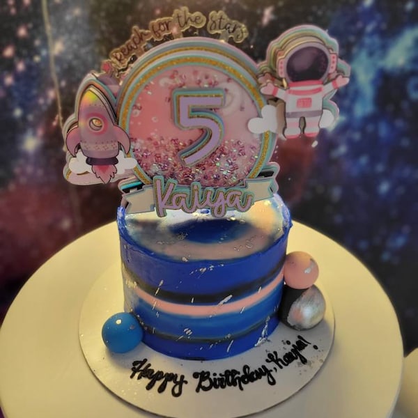 Girl Astronaut Cake Topper, Pink Outer Space Birthday Party Decor - Etsy
