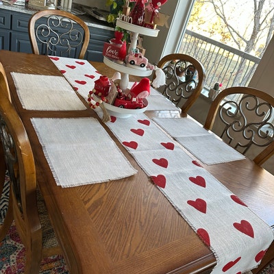 Fall Burlap Table Runner Brown Golden Brown and Barn Red - Etsy
