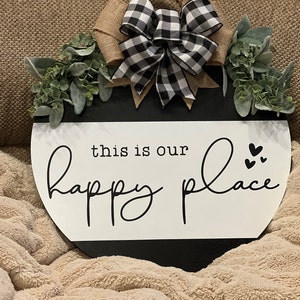 Front Door Decor, This is Our Happy Place, Front Door Wreath, Door ...