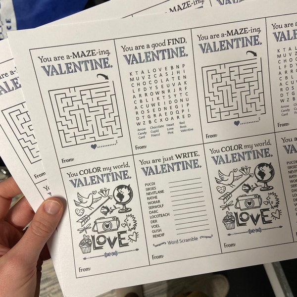 Kids Valentine Cards for School. Puzzles Valentines Day Card. DIY ...