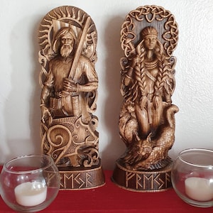 Freyr Statue, Norse Gods, Wood Carving Altar Heathen Asatru Viking God ...