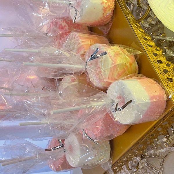 Pink Marshmallows, Pink Chocolate Covered Marshmallow Pops, Pink ...