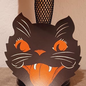 NOS Vintage Style Authentic Beistle 2 Sided Cutout Black Cat With Devil ...