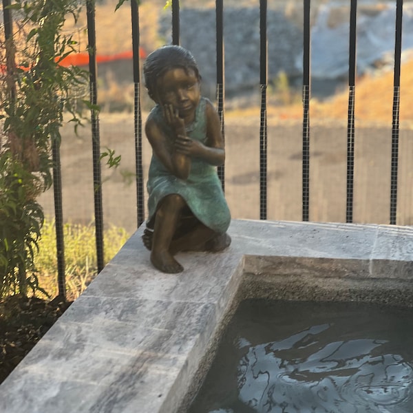 Bronze Girl Sculpture, Bronze Garden Statue, Bronze Girl Figure ...
