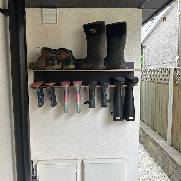 Welly Boot Rack, Wooden Boot Holder, Wellington Storage, Shoe/walking ...