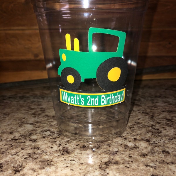 Personalized Tractor Themed Party Cups With Straws and Lids!, Tractor ...