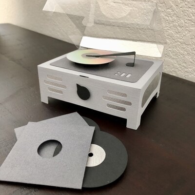 Mini Record Player Papercraft Template Beginner Cricut Activity to Make ...