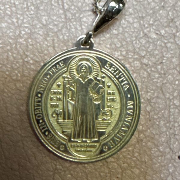 14K Solid Gold Saint Benedict Pendant, Saint Benedict's Solid Gold ...