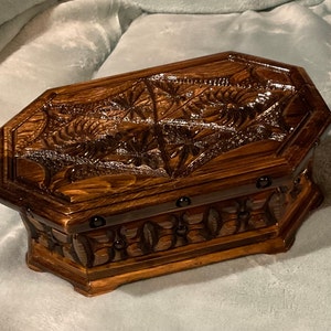 Hand Carved Walnut Large Chest With Key, Hope Chest, Ottoman Storage ...