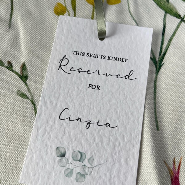 Eucalyptus Wedding Reserved Tags, Wedding Ceremony Reserved Seating Tag ...