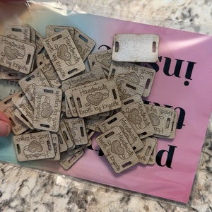 Personalised Set of 50 Cream 28x18mm Faux Leather Labels Rectangle ...