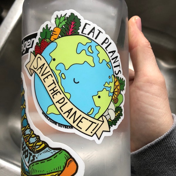 Earth Day Vegan Activism Sticker-"eat Plants"- Herbivore Sticker, Plant ...