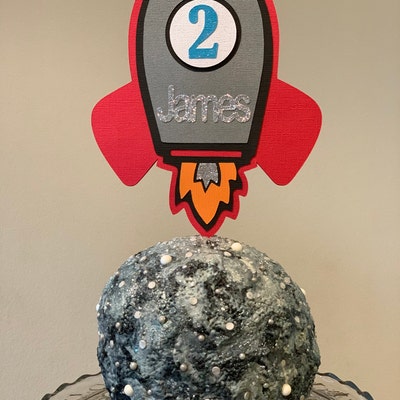 Rocket Cake Topper, Outer Space Cake Topper, Space Birthday, Spaceship ...