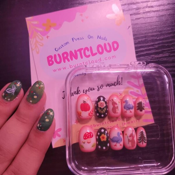 114 "chicken Wings" Kawaii Cute Chicks Egg Flowers Press on Nails ...