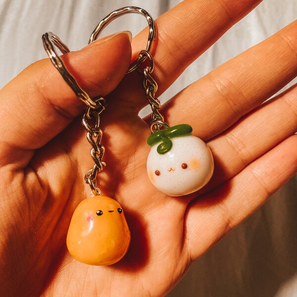 Kawaii Dumpling, Polymer Clay Charms, Keychain, Cute Dim Sum Fimo Charm ...