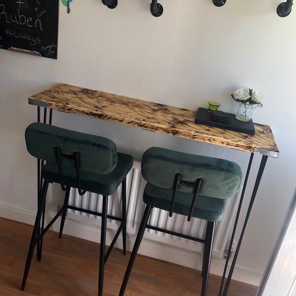 Rustic Breakfast Bar, With Steel Hairpin Legs | Reclaimed Wood ...